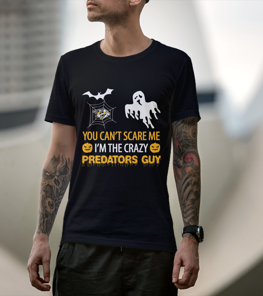 You Can't Scare Me I'm The Crazy Nashville Predators Guy Halloween Ghost Pumpkin T-Shirt