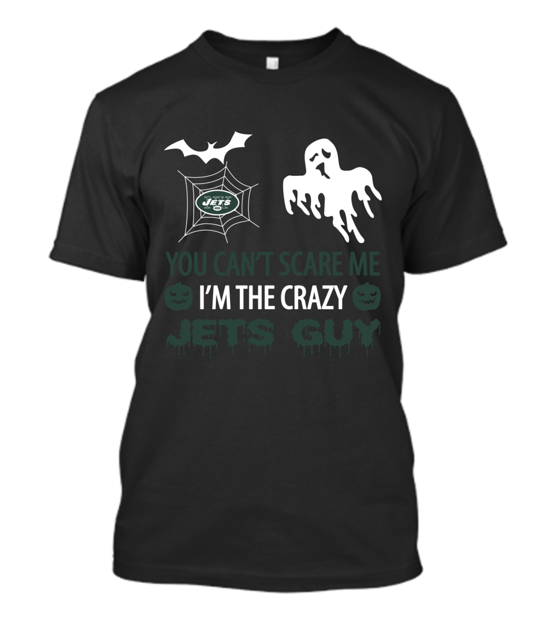 You Can't Scare Me I'm The Crazy Jets Guy Halloween Ghost Bat Web Theme T-Shirt