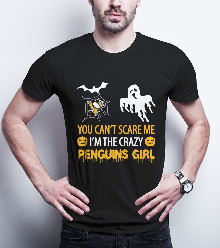 You Can't Scare Me I'm The Crazy Penguins Girl Halloween T-Shirt