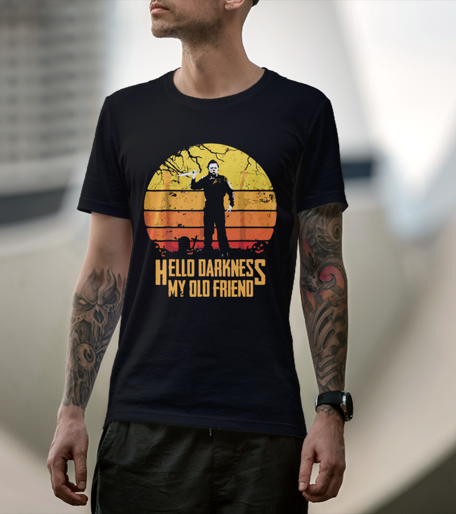 Hello Darkness My Old Friend Michael Myers Retro Sunset T-Shirt