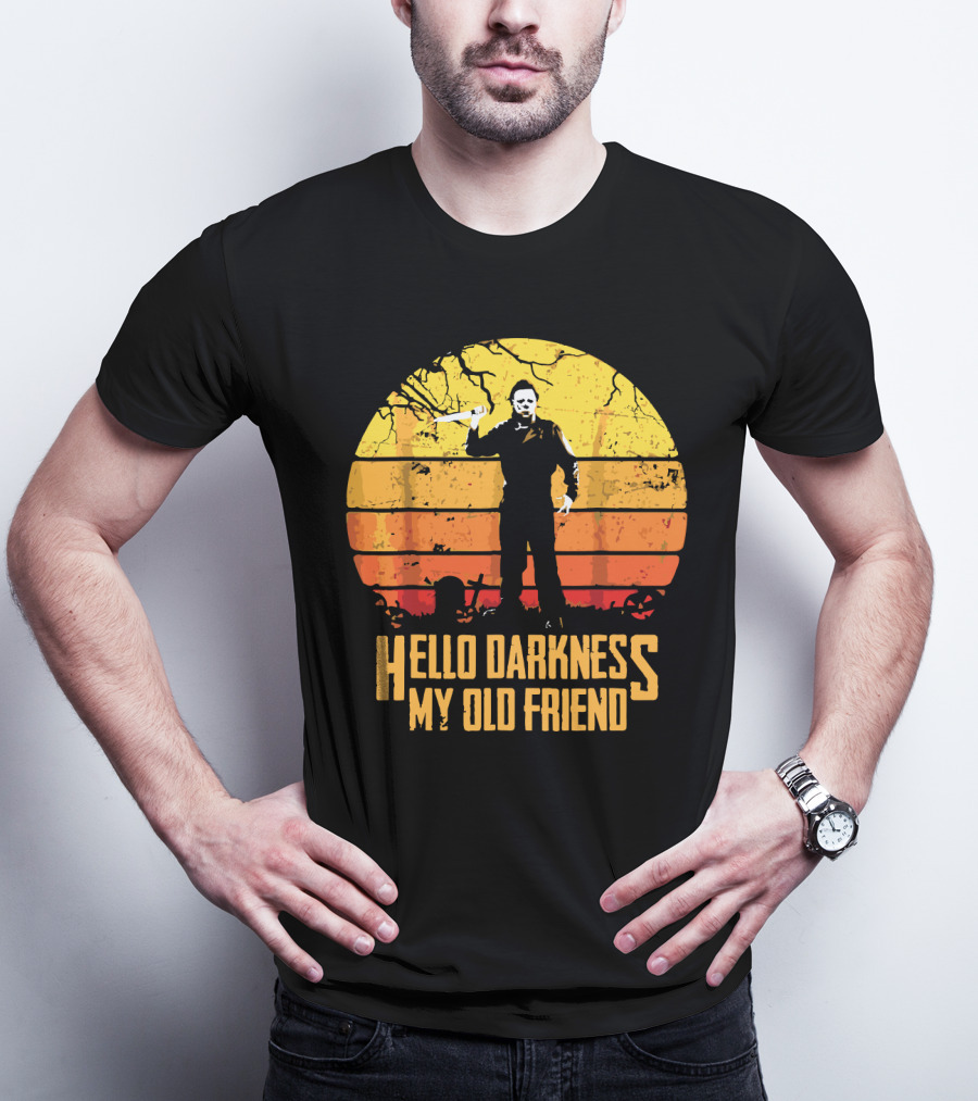 Hello Darkness My Old Friend Michael Myers Retro Sunset T-Shirt