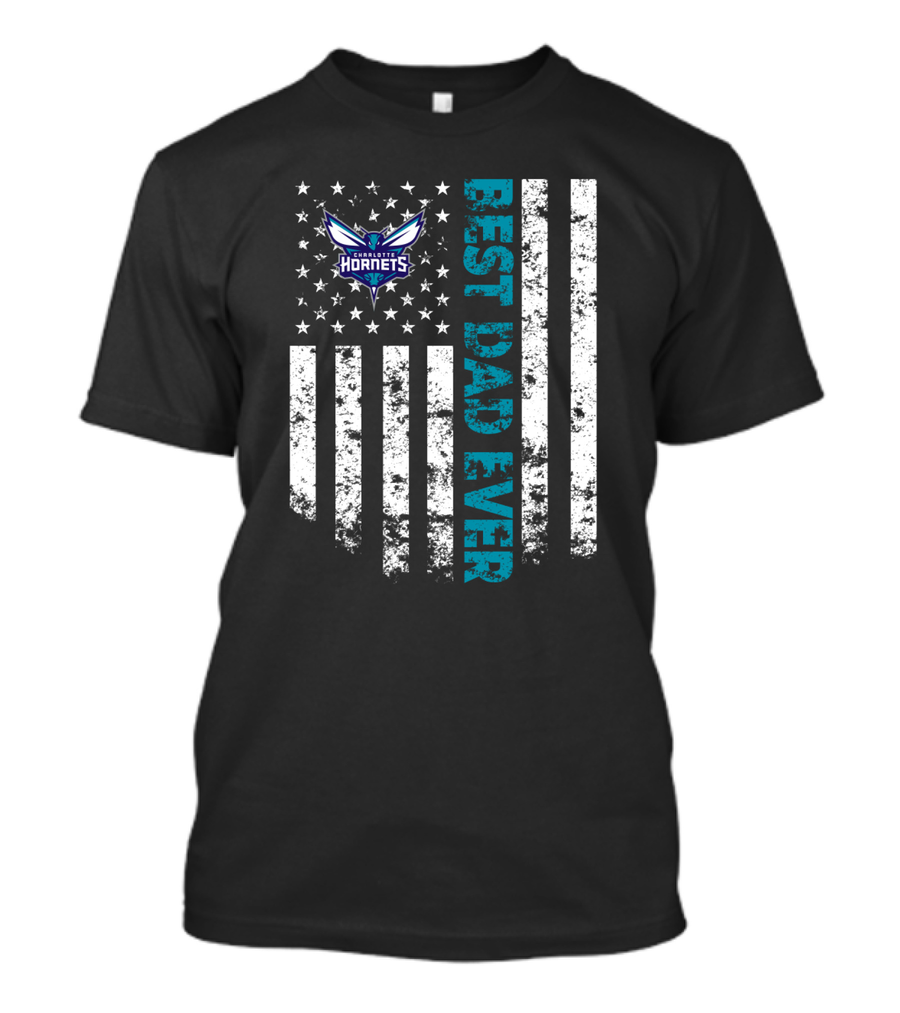 Charlotte Hornets Best Dad Ever With American Flag T-Shirt