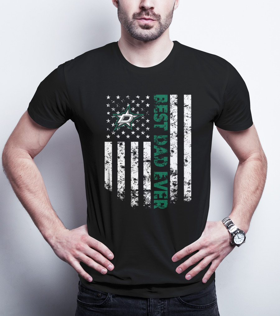 Dallas Stars Best Dad Ever American Flag T-Shirt