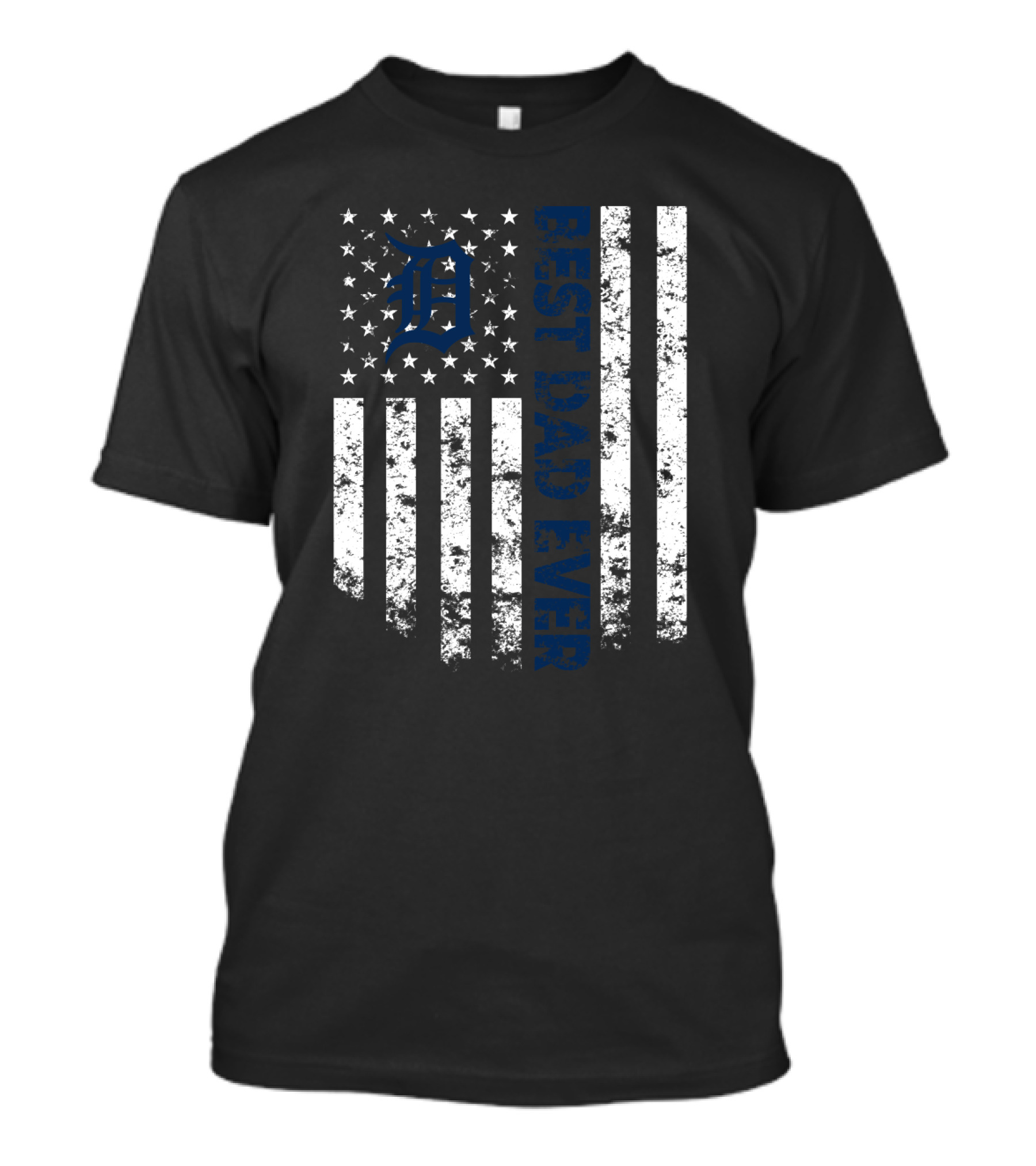 Detroit Tigers Best Dad Ever With American Flag Stripes T-Shirt