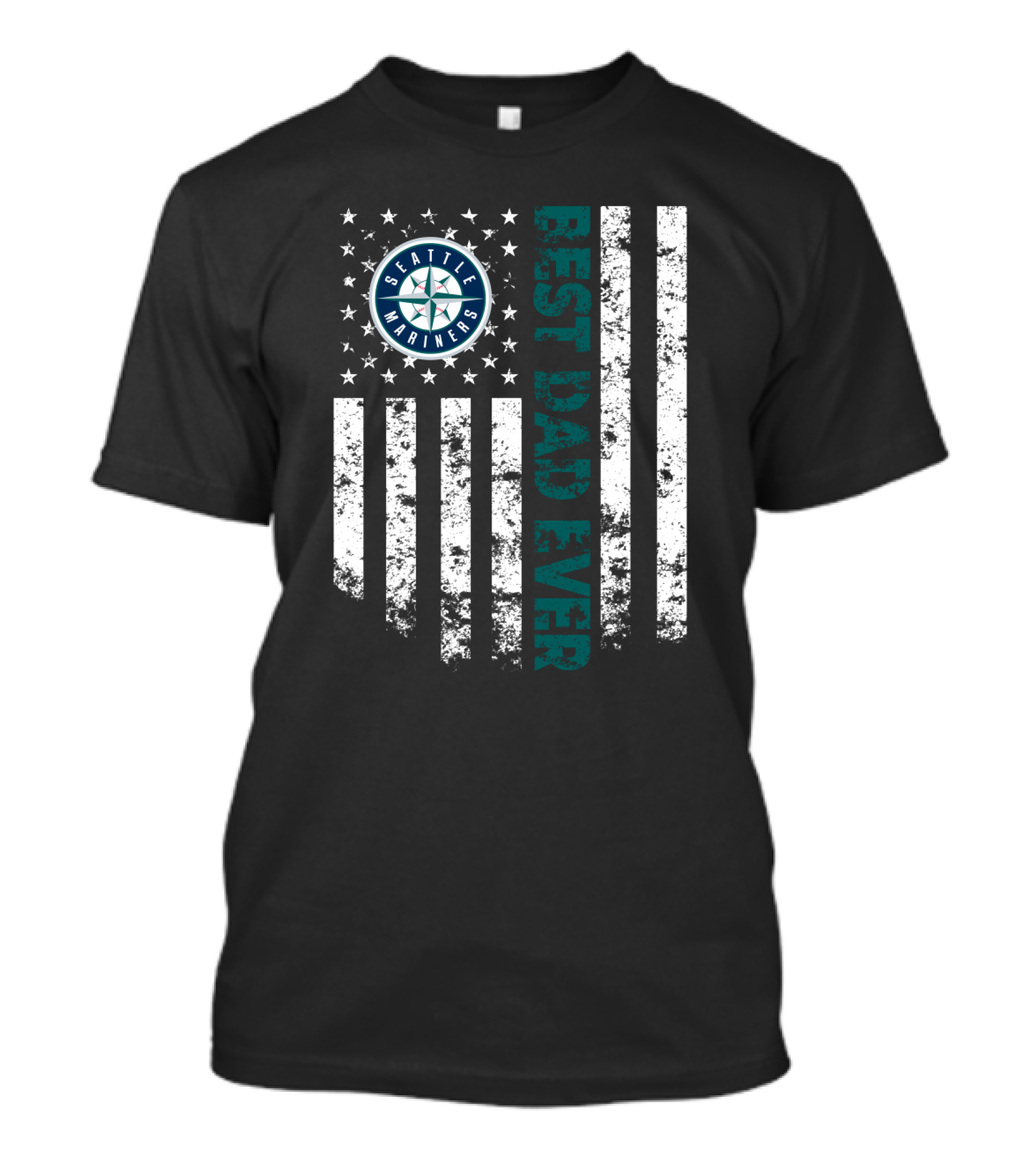 Seattle Mariners Best Dad Ever Distressed Flag T-Shirt