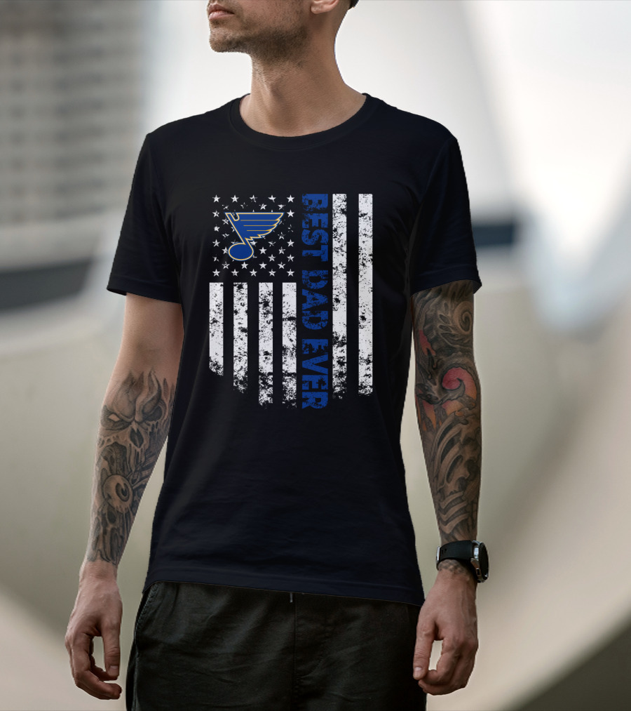 St. Louis Blues Best Dad Ever American Flag T-Shirt