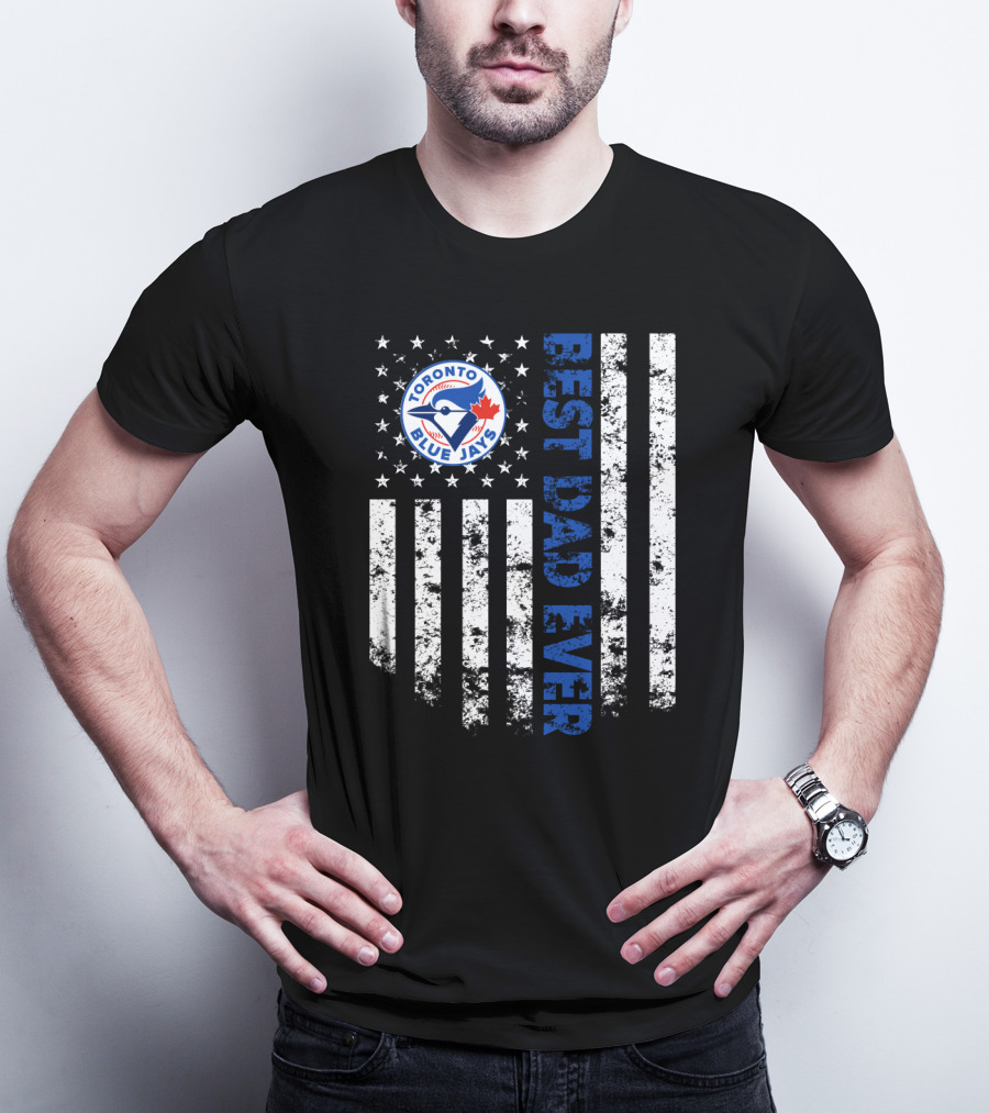 Best Dad Ever Toronto Blue Jays Logo Stripes T-Shirt