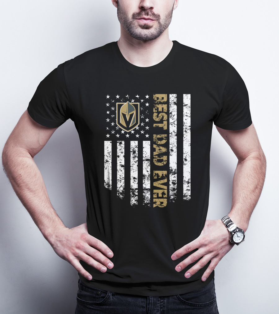 Best Vegas Golden Knights Dad Ever Best Dad Ever Usa Flag T-Shirt