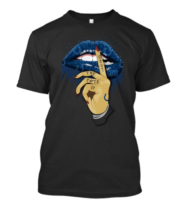 Indianapolis Colts Lips With Shut Up Finger Tattoo T-Shirt