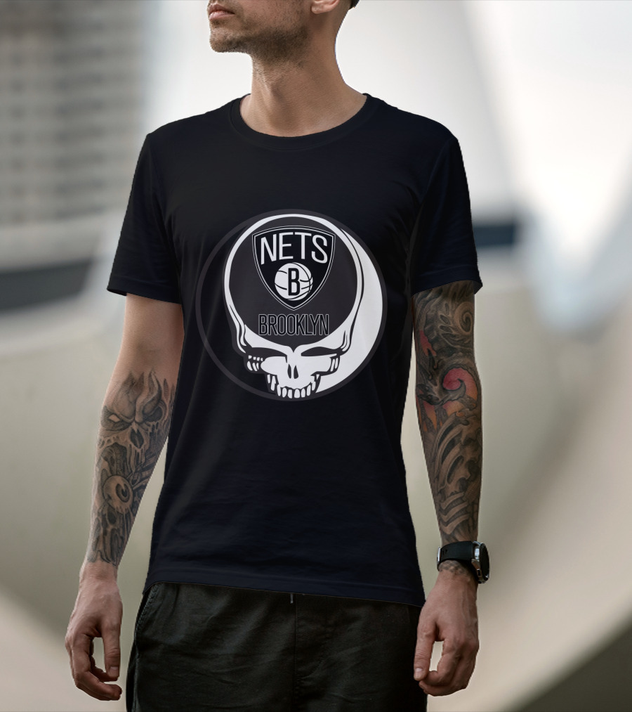 Brooklyn Nets Grateful Dead Skull T-Shirt