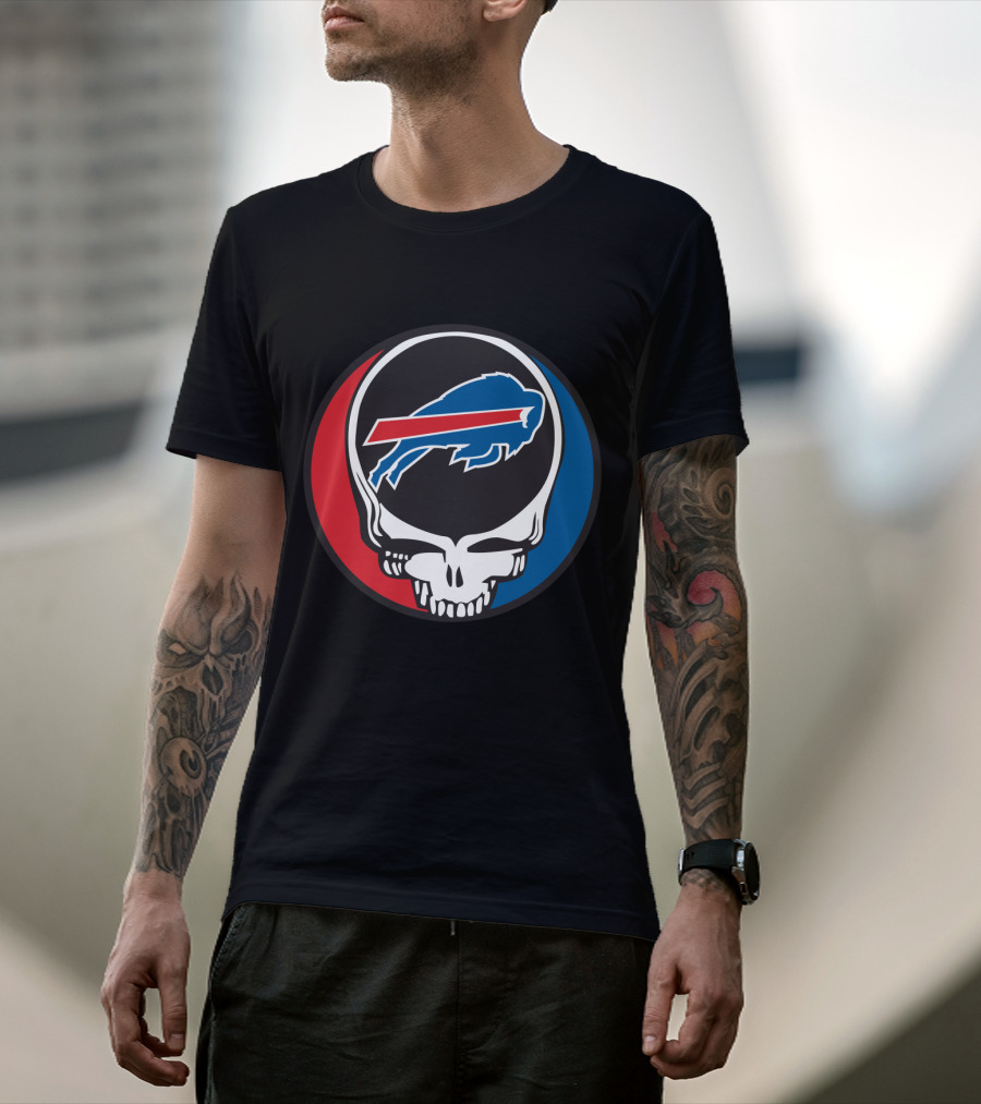 Buffalo Bills Grateful Dead Fan Skull Buffalo Logo Mark T-Shirt