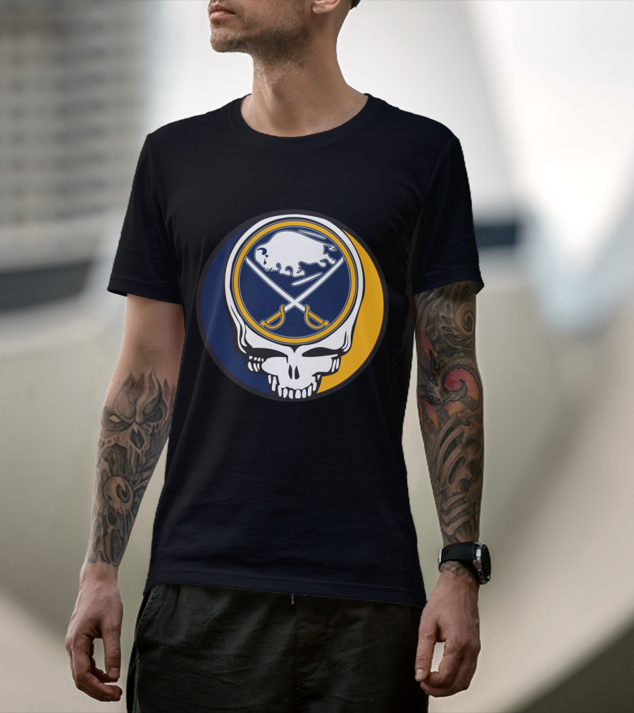 Buffalo Sabres Logo With Grateful Dead Skull Design For Fans T-Shirt