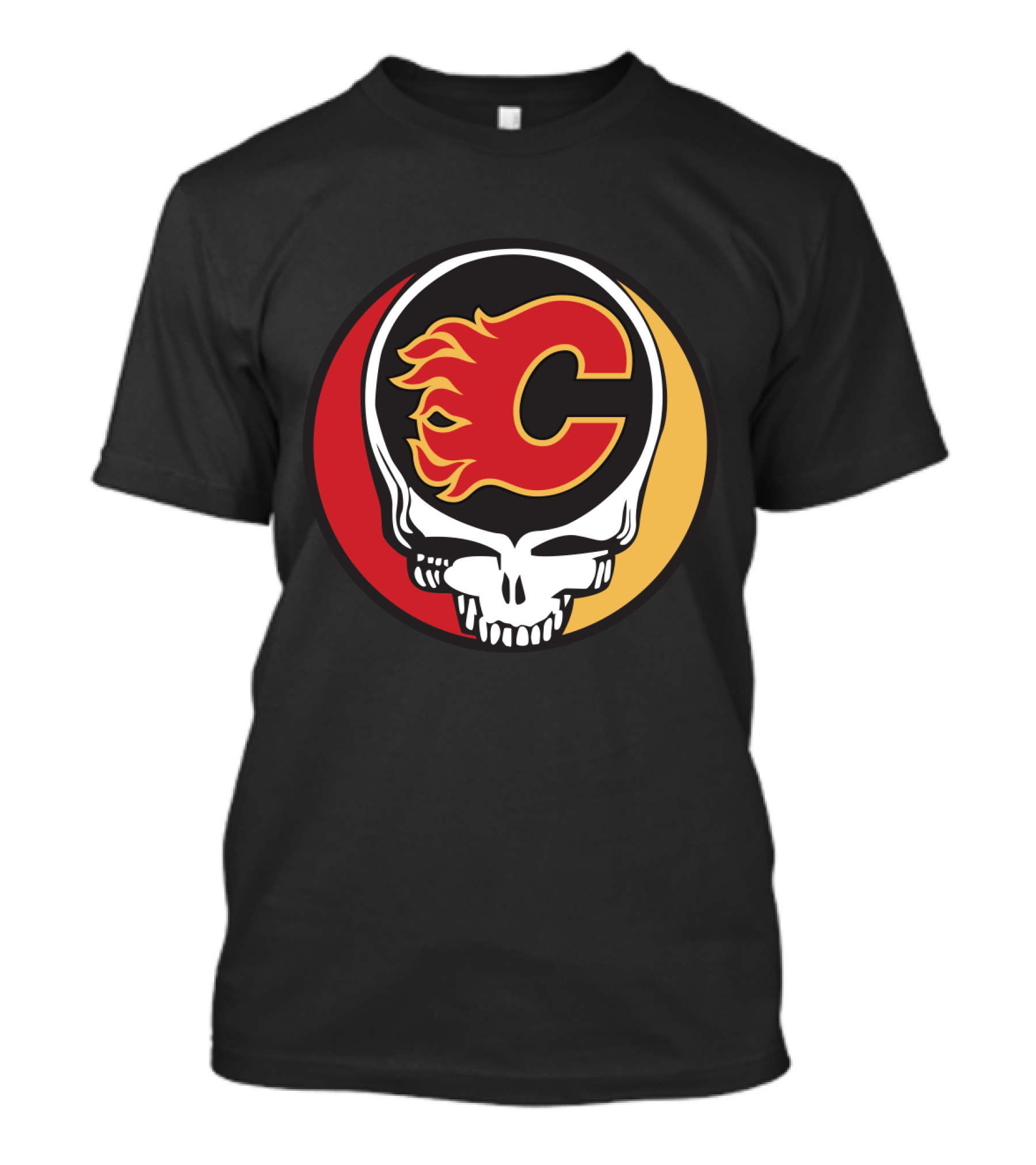 Grateful Dead Calgary Flames Fans Skull Logo Collaboration T-Shirt