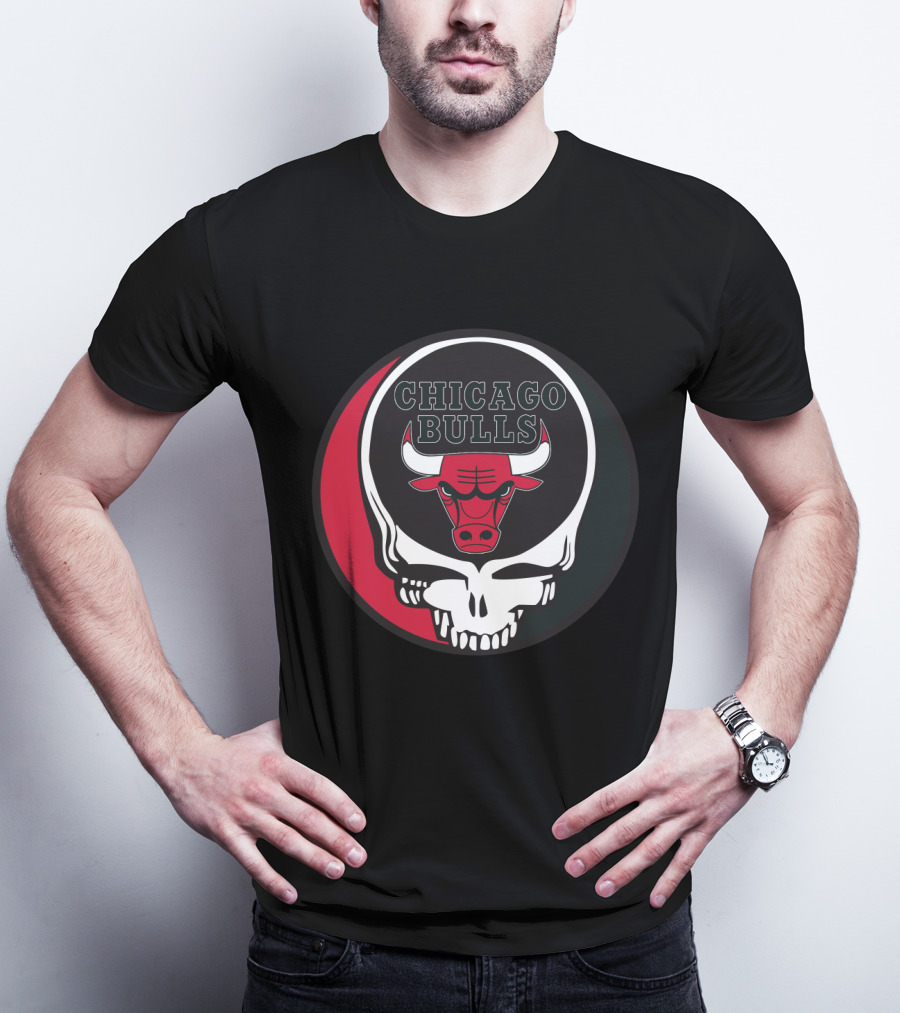 Grateful Dead Skull With Chicago Bulls T-Shirt