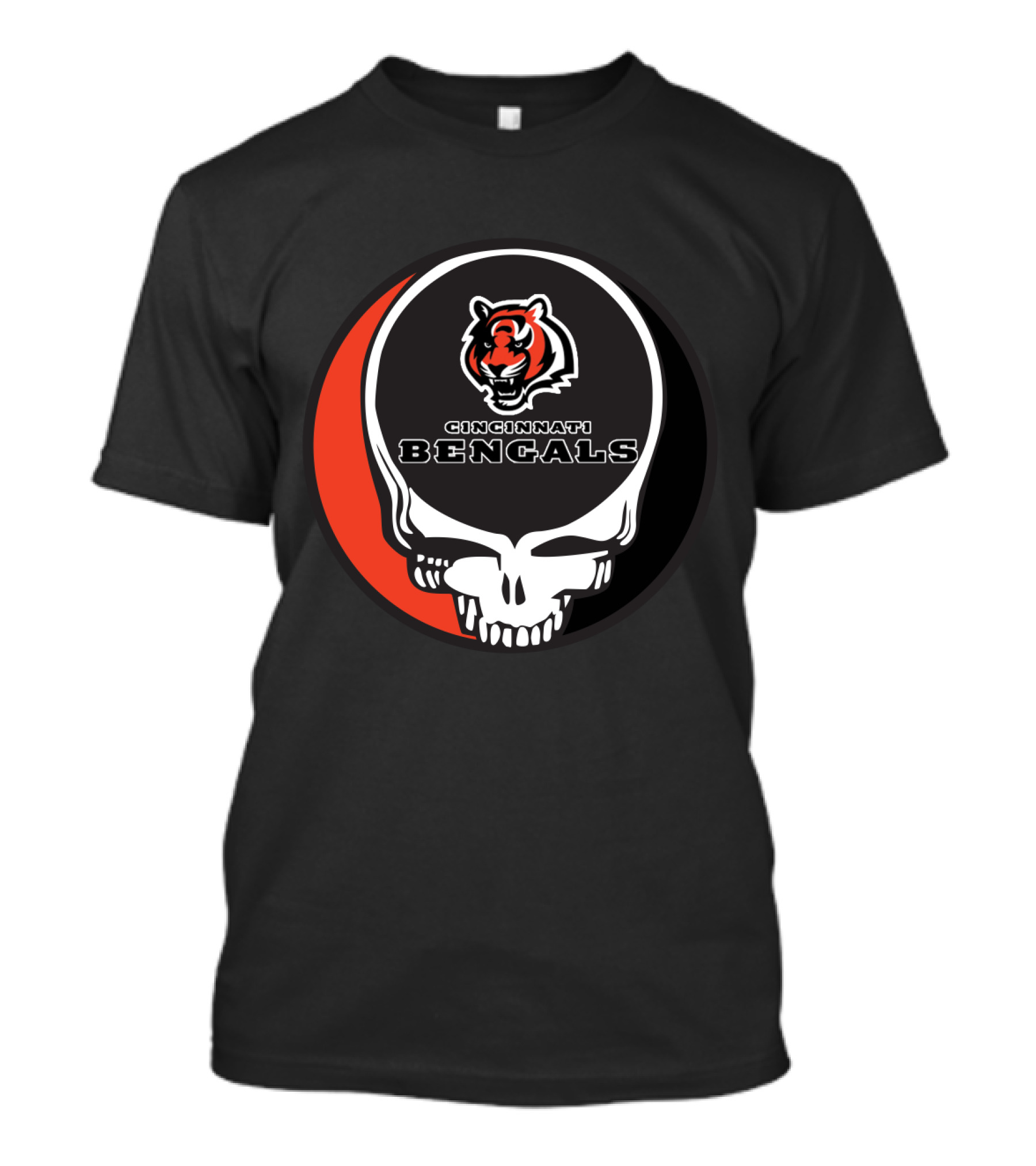 Cincinnati Bengals Grateful Dead Skull Logo Fusion T-Shirt