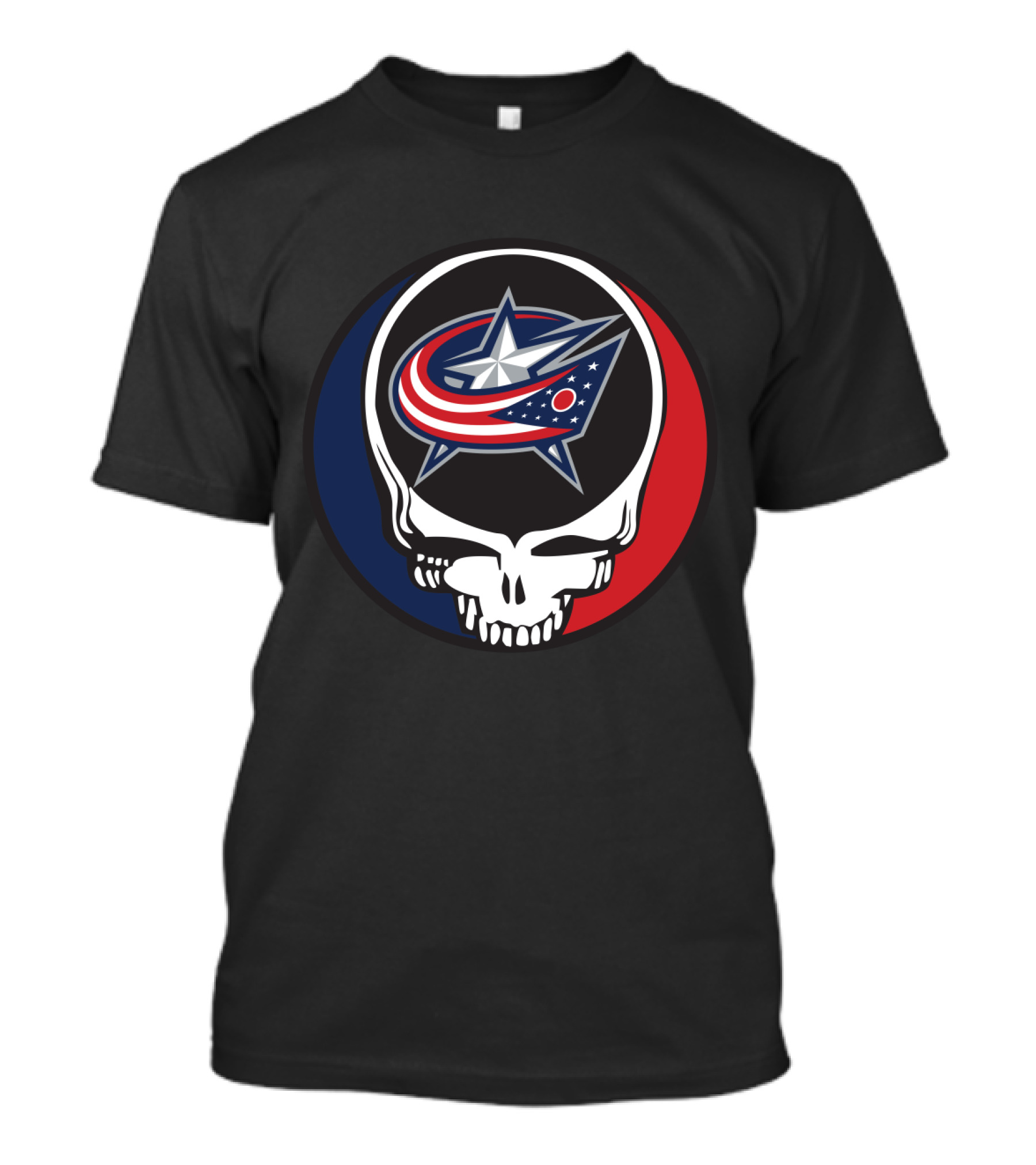 Columbus Blue Jackets And Grateful Dead Skull Logo Fusion For Fans T-Shirt