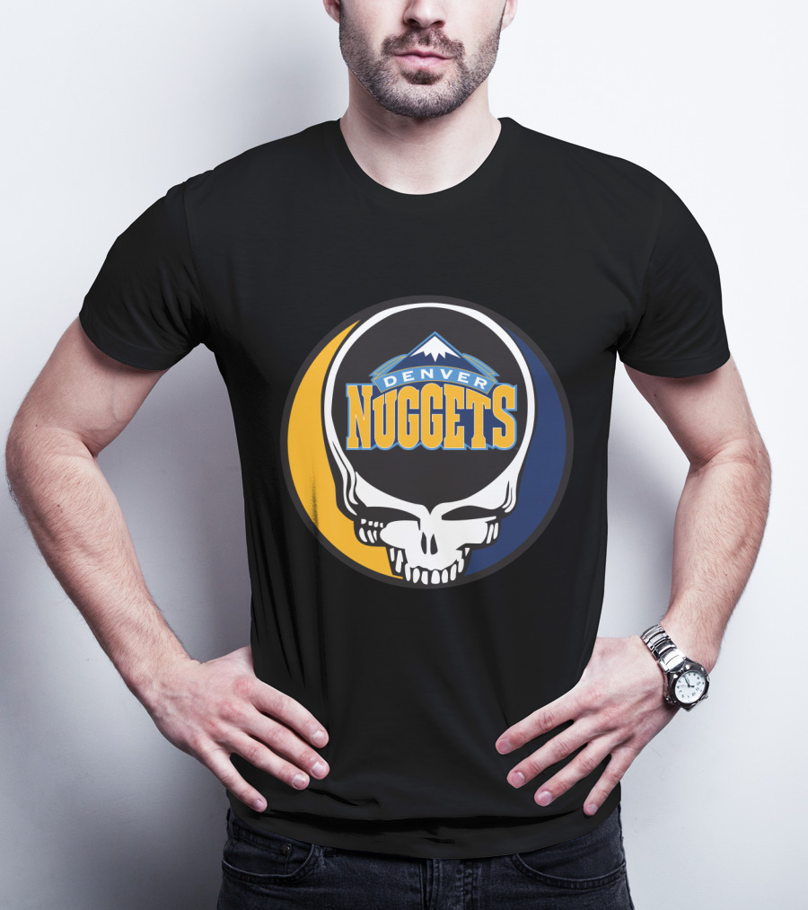 Denver Nuggets Grateful Dead Skull Logo With Mountain Symbol T-Shirt