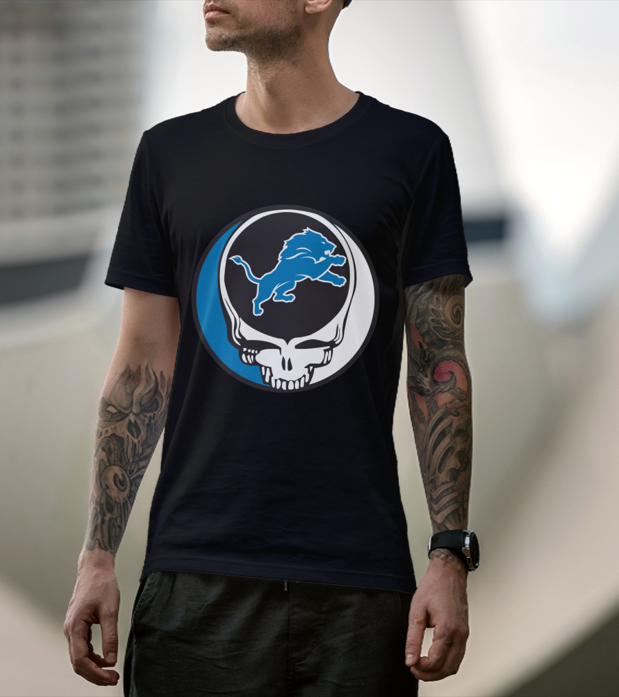 Detroit Lions Fans Grateful Dead Logo Fusion T-Shirt
