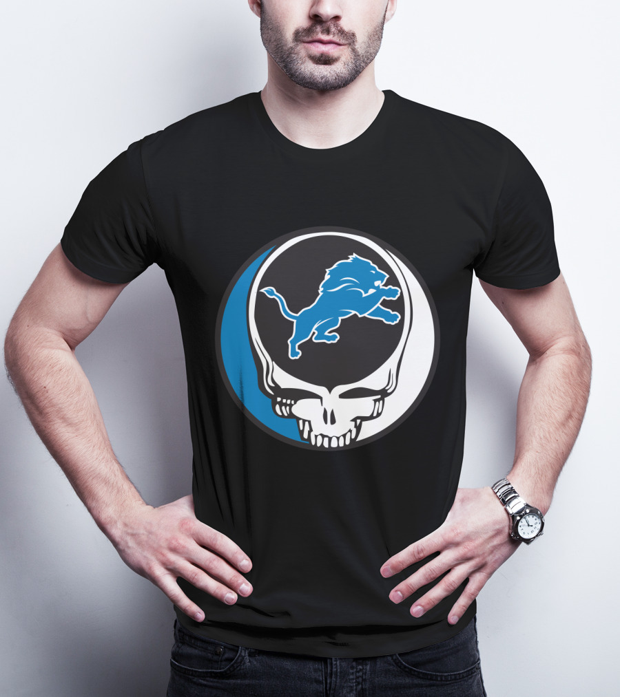 Detroit Lions Fans Grateful Dead Logo Fusion T-Shirt