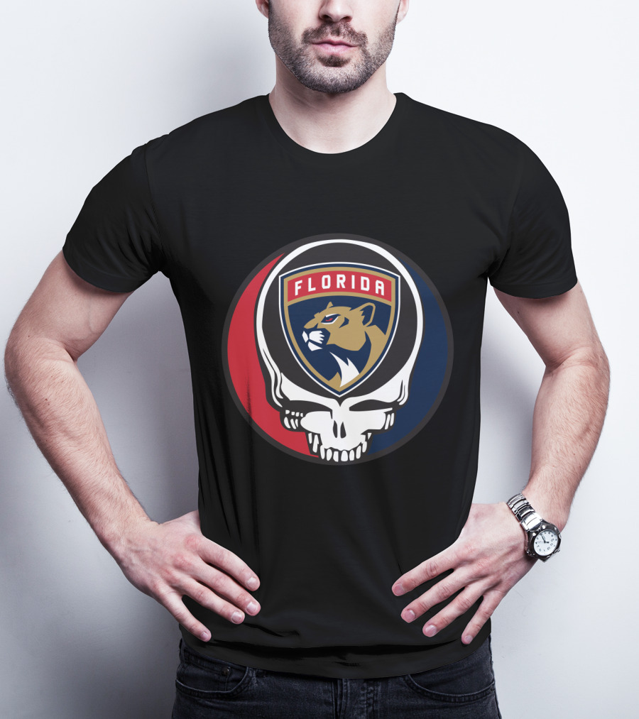 Grateful Dead Skull With Florida Panthers Logo For Fans T-Shirt