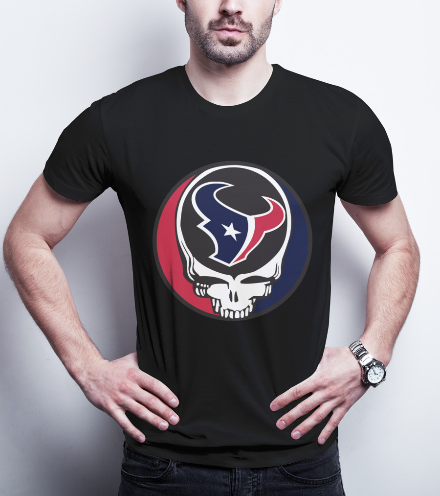 Grateful Dead Skull With Houston Texans Logo For Fans T-Shirt