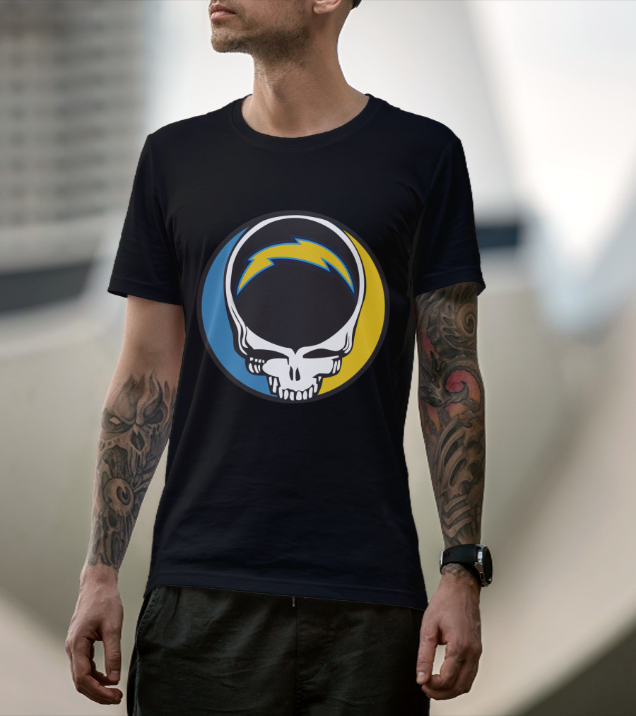Grateful Dead And Los Angeles Chargers Logo Fusion For Fans T-Shirt