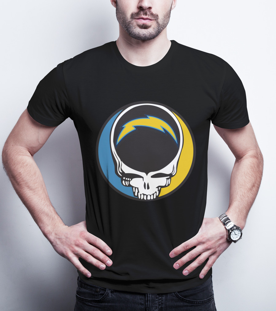 Grateful Dead And Los Angeles Chargers Logo Fusion For Fans T-Shirt