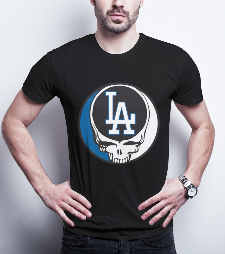 Grateful Dead Los Angeles Dodgers Fans Iconic Skull Logo Fusion T-Shirt