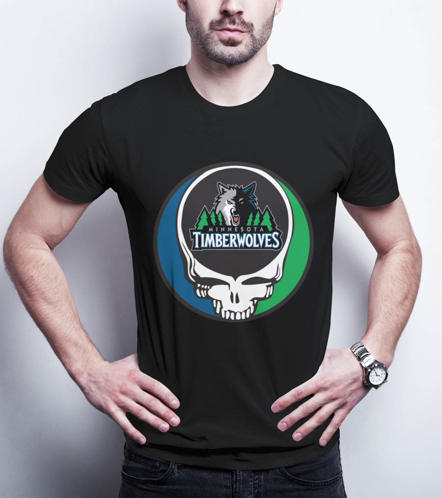Grateful Dead Minnesota Timberwolves Basketball Fan Skull T-Shirt