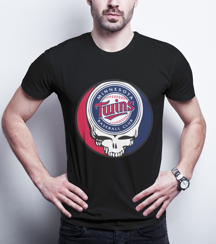 Minnesota Twins Baseball Club And Grateful Dead Skull Logo Mashup T-Shirt