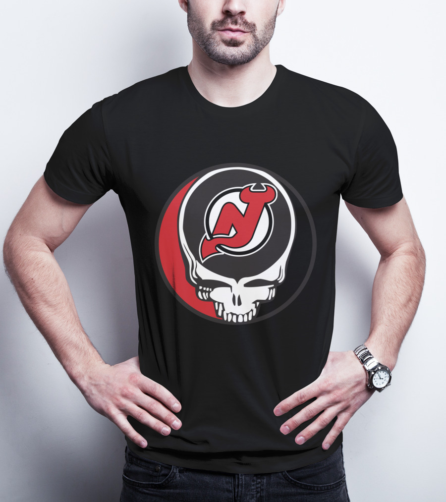 Grateful Dead Skull With New Jersey Devils Logo For Fans T-Shirt