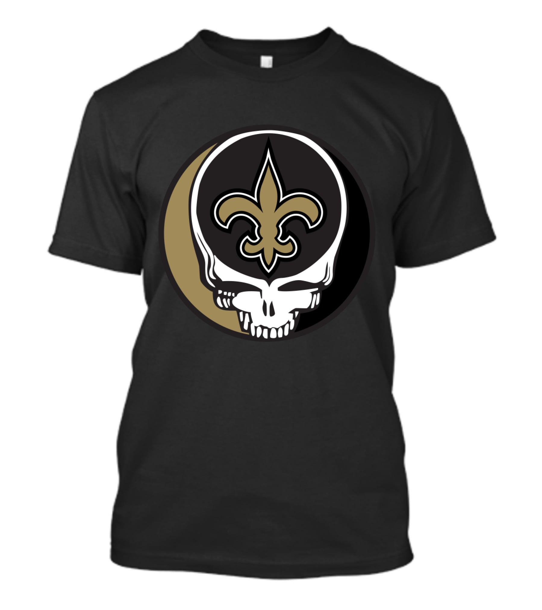 Grateful Dead Skull Logo Meets New Orleans Saints Fleur-De-Lis T-Shirt