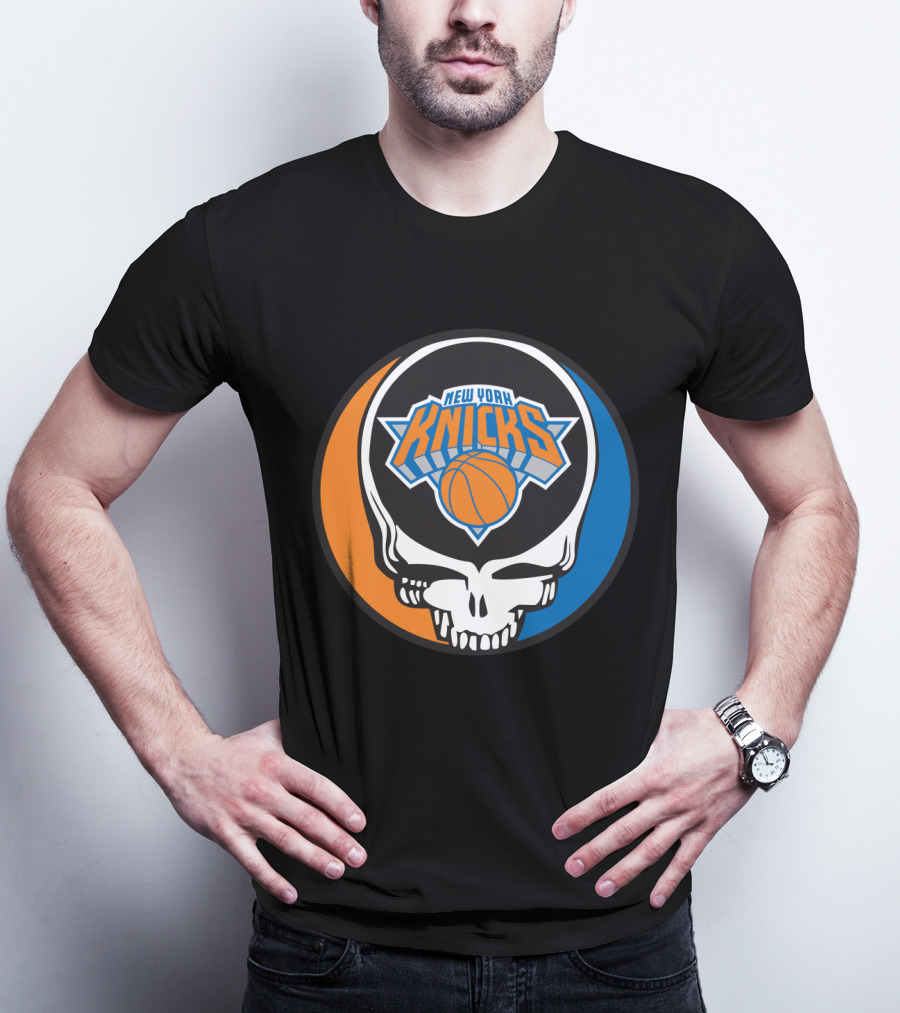 New York Knicks Grateful Dead Skull Basketball Fusion T-Shirt