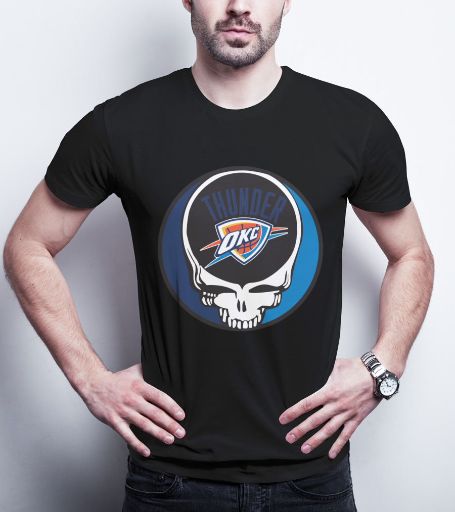 Thunder Okc Basketball Skull Icon For Grateful Dead Oklahoma City Fans T-Shirt