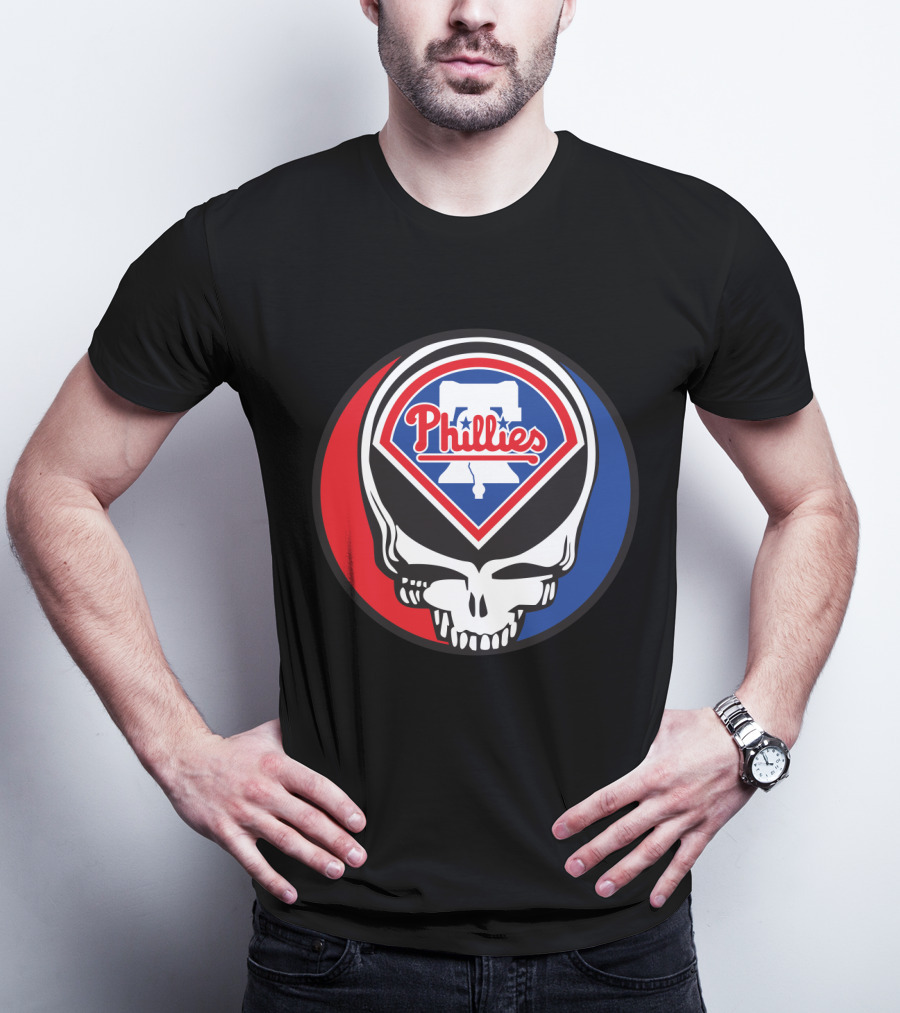 Philadelphia Phillies Grateful Dead Mashup Skull T-Shirt