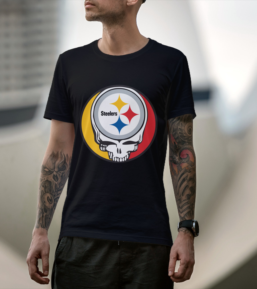 Steelers Logo In Grateful Dead Skull Mashup For Pittsburgh Fans T-Shirt