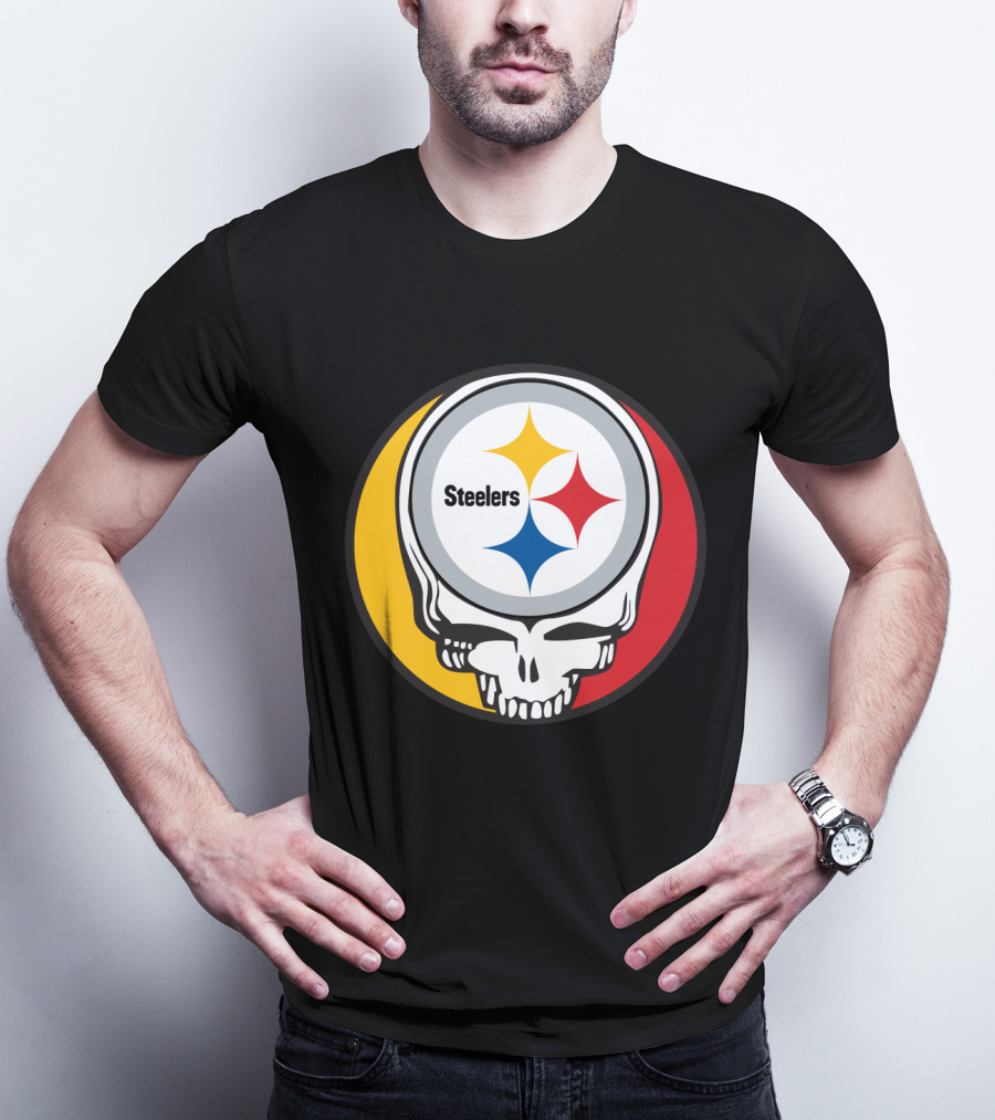 Steelers Logo In Grateful Dead Skull Mashup For Pittsburgh Fans T-Shirt