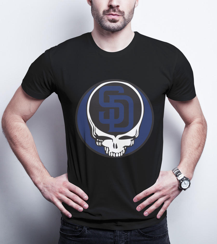 Grateful Dead San Diego Padres Fans Skull Logo Fusion T-Shirt
