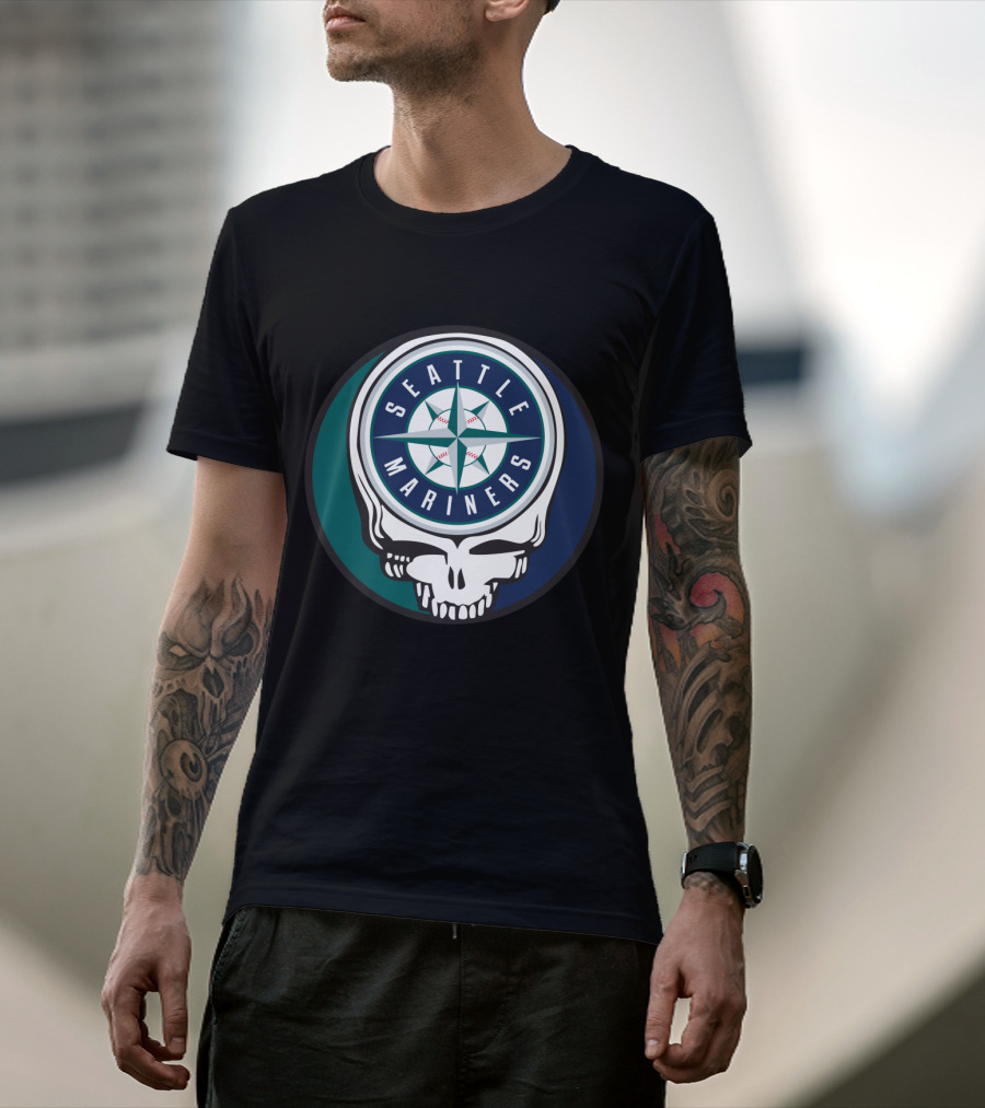 Seattle Mariners Grateful Dead Skull Baseball Mashup T-Shirt