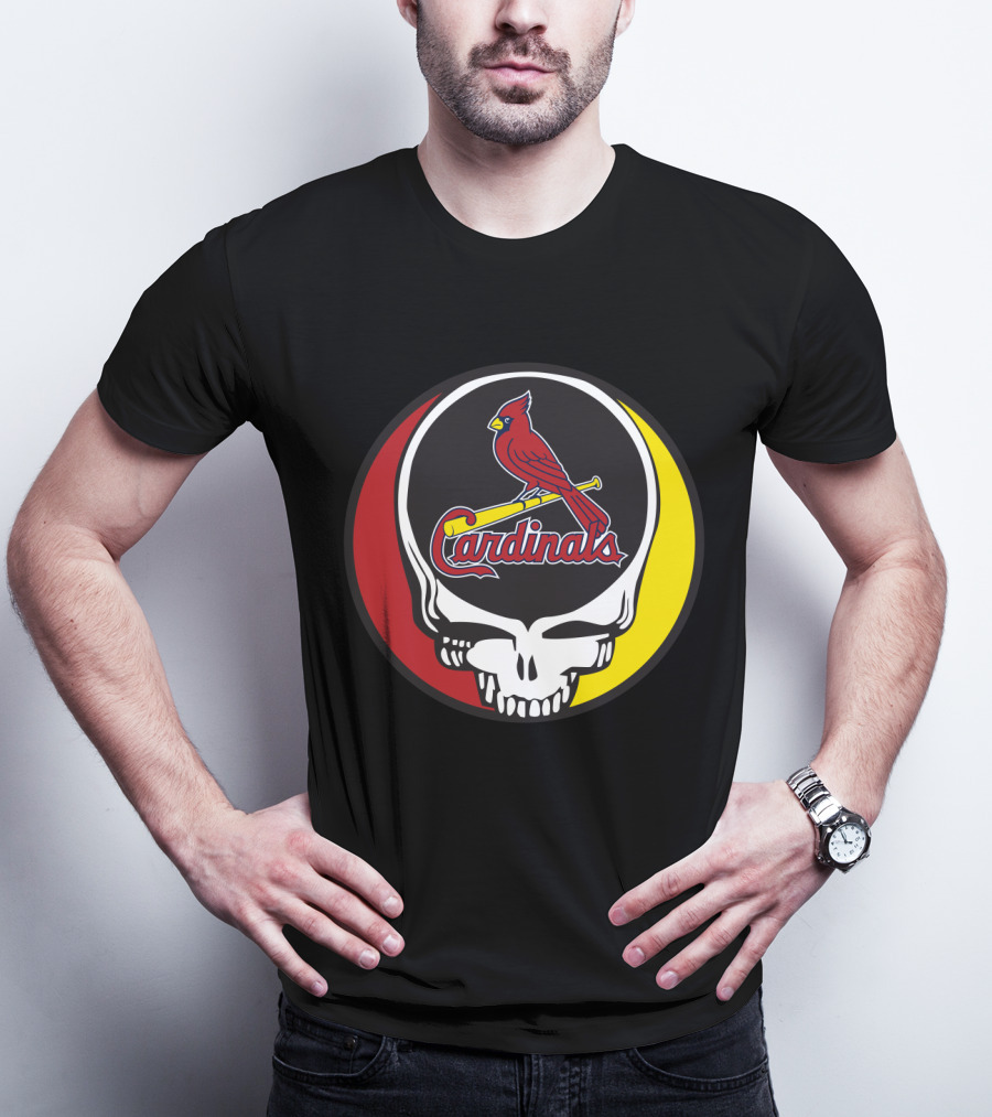 Grateful Dead Skull Design With St. Louis Cardinals Logo For Fans T-Shirt