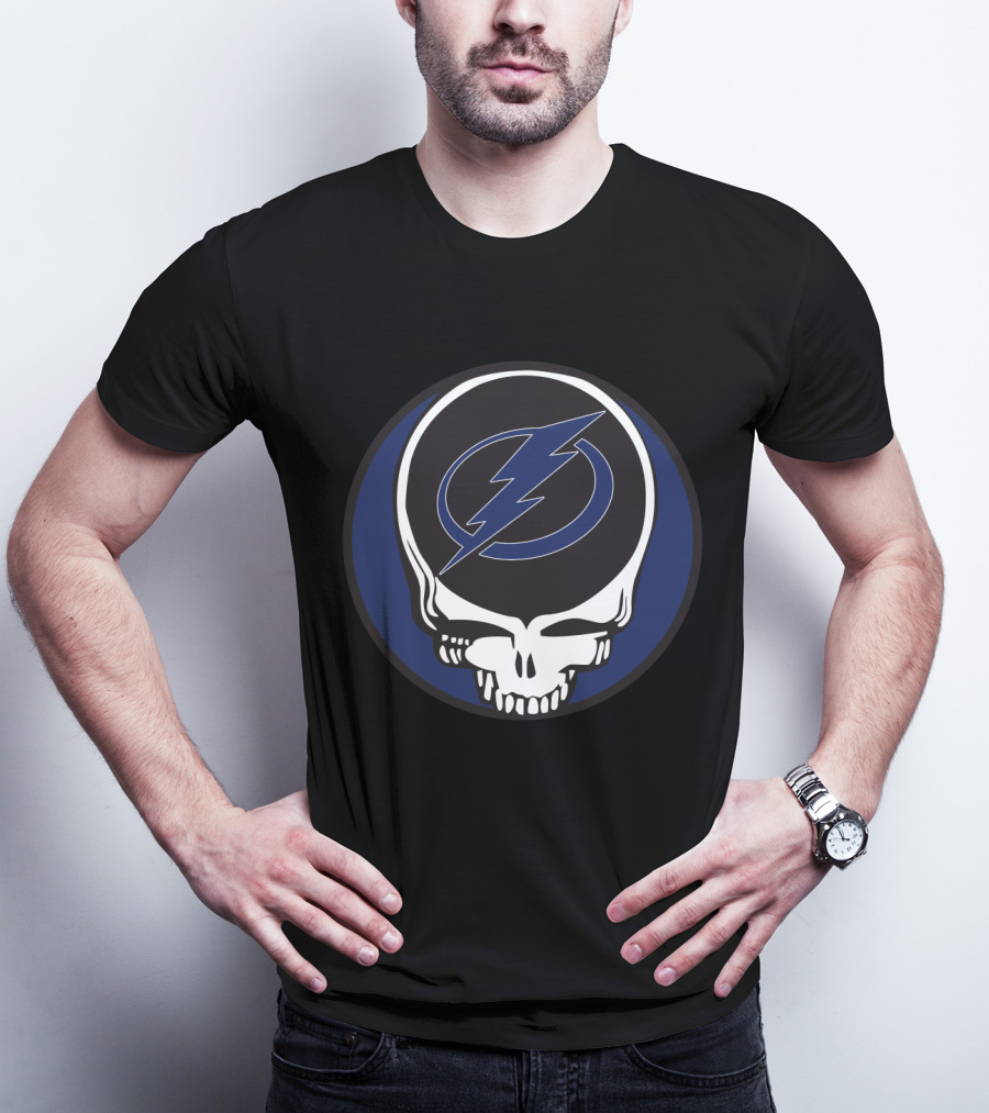 Grateful Dead Tampa Bay Lightning Fans Skull With Bolt T-Shirt