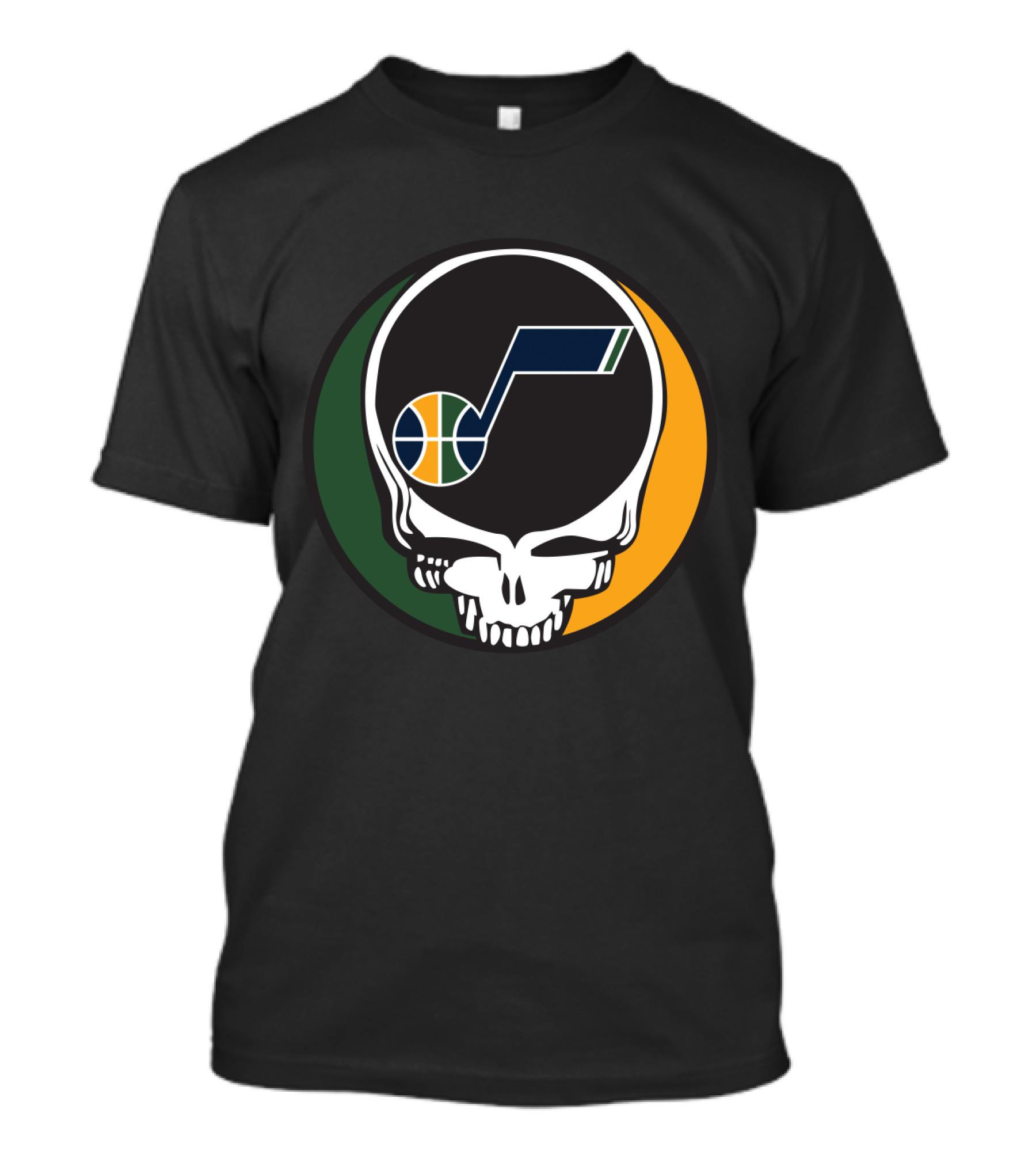 Grateful Dead Skull With Utah Jazz Basketball Logo And Colors T-Shirt