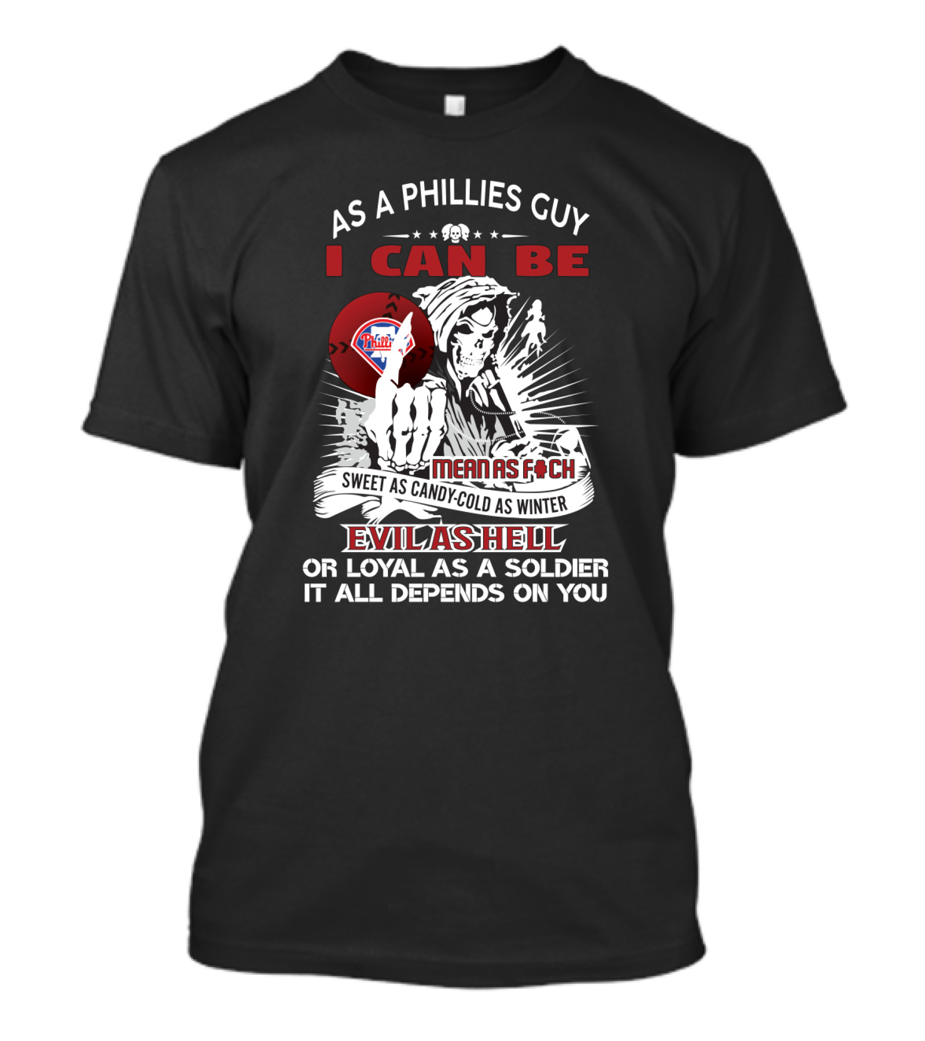 Philadelphia Phillies Grim Reaper Loyalty Depends On You Fan T-Shirt