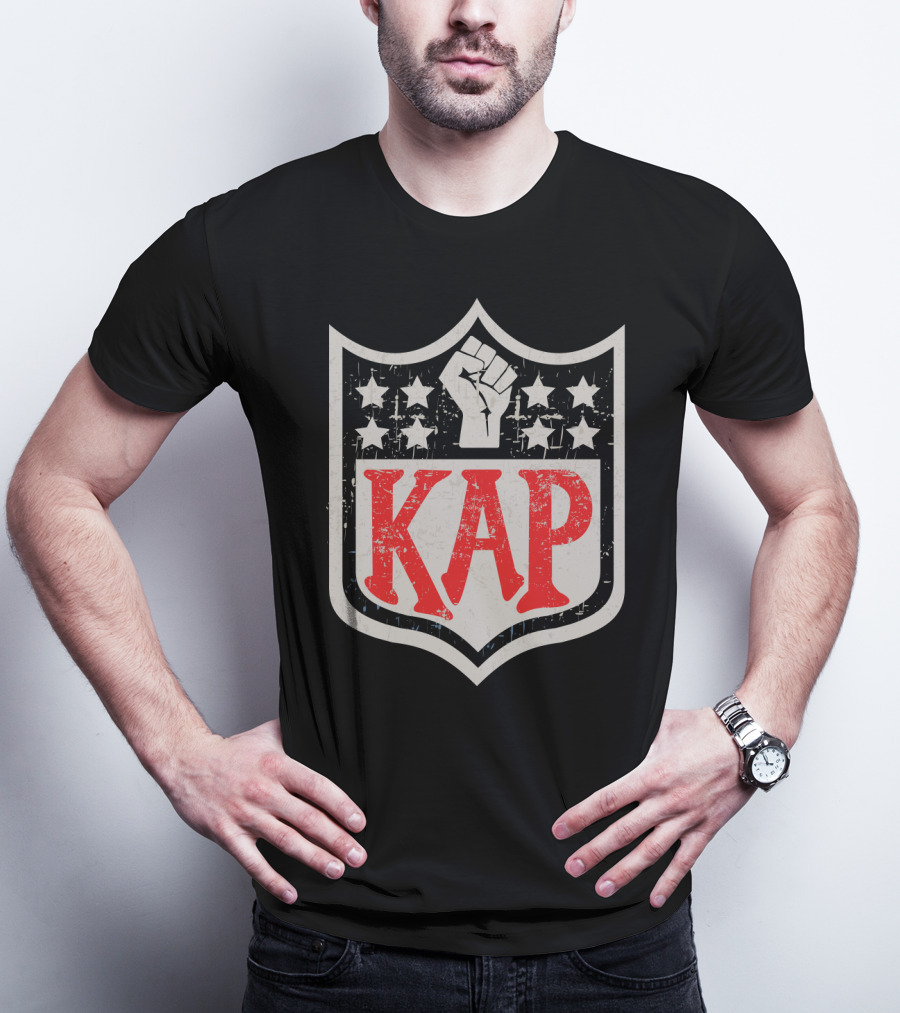 Kap Raised Fist Nfl Style Stars T-Shirt