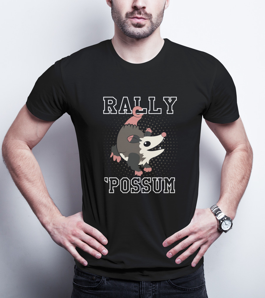 Rally Possum Cartoon Animal With Stars T-Shirt