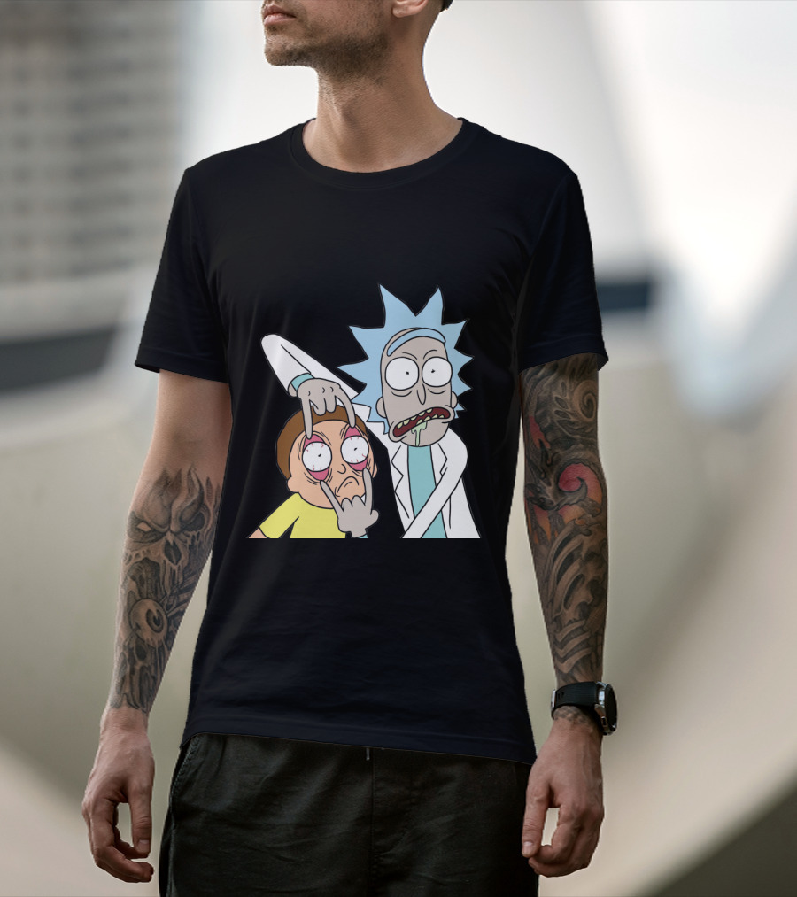 Rick And Morty Screaming Eye-Popping Gesture T-Shirt