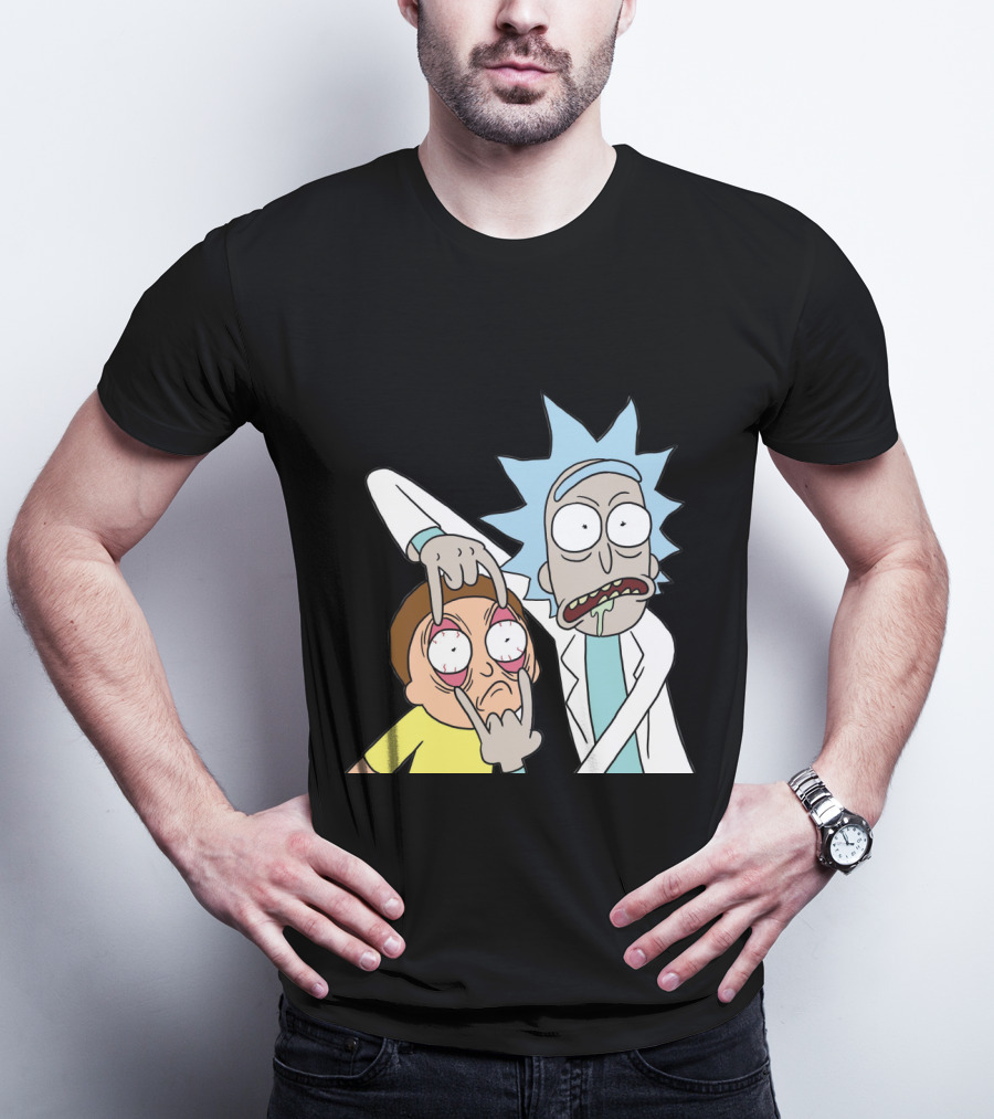 Rick And Morty Screaming Eye-Popping Gesture T-Shirt