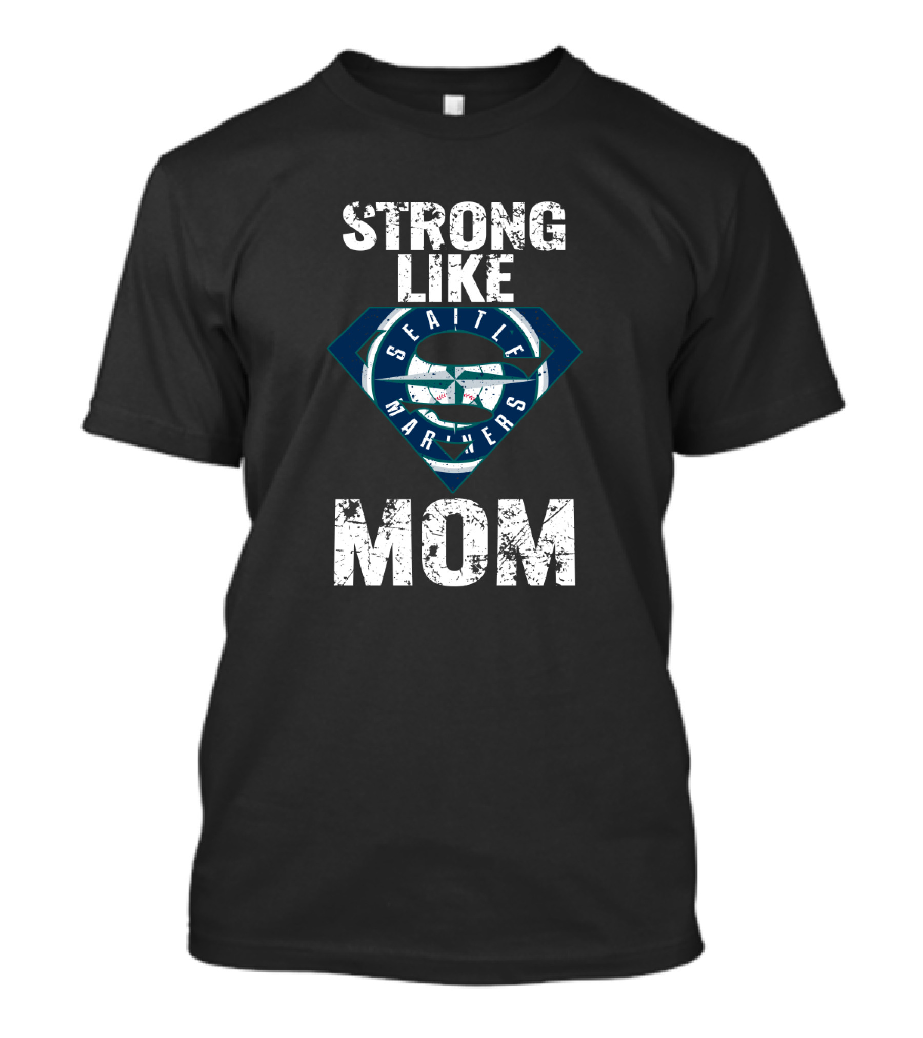 Seattle Mariners Strong Like Mom Superhero Emblem T-Shirt