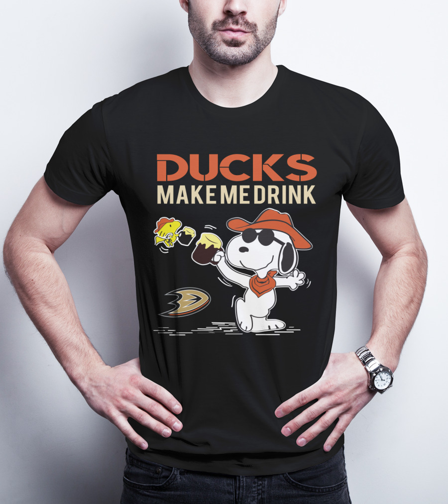 Snoopy Ducks Make Me Drink Anaheim Ducks Fans Peanuts Hockey T-Shirt