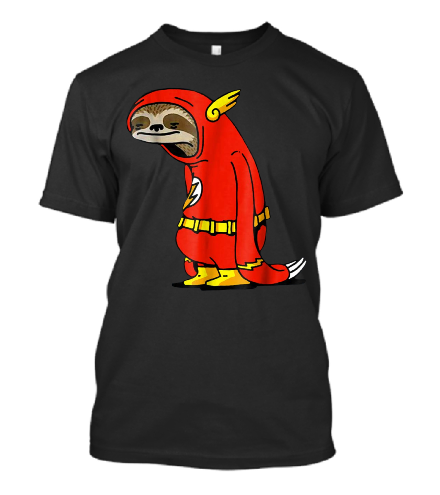 Slow Cartoon Sloth Dressed As Flash Funny Napper Character T-Shirt